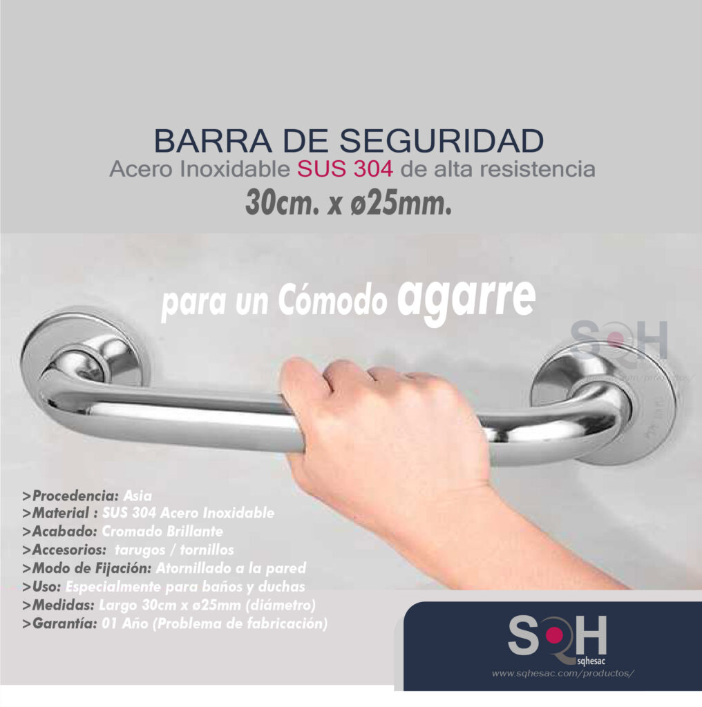 Barra de seguridad acero inoxidable SUS 304 de 30cm x 25mmØ (brillante ...